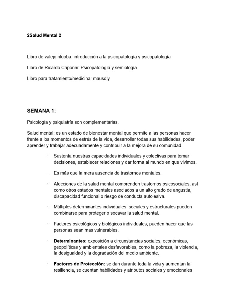Salud Mental 2 Notas | PDF