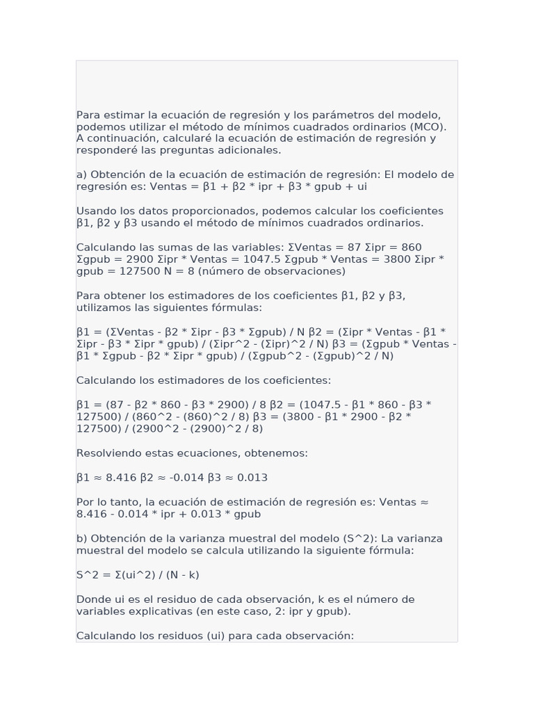 Ejercicio 2 Econometría | PDF