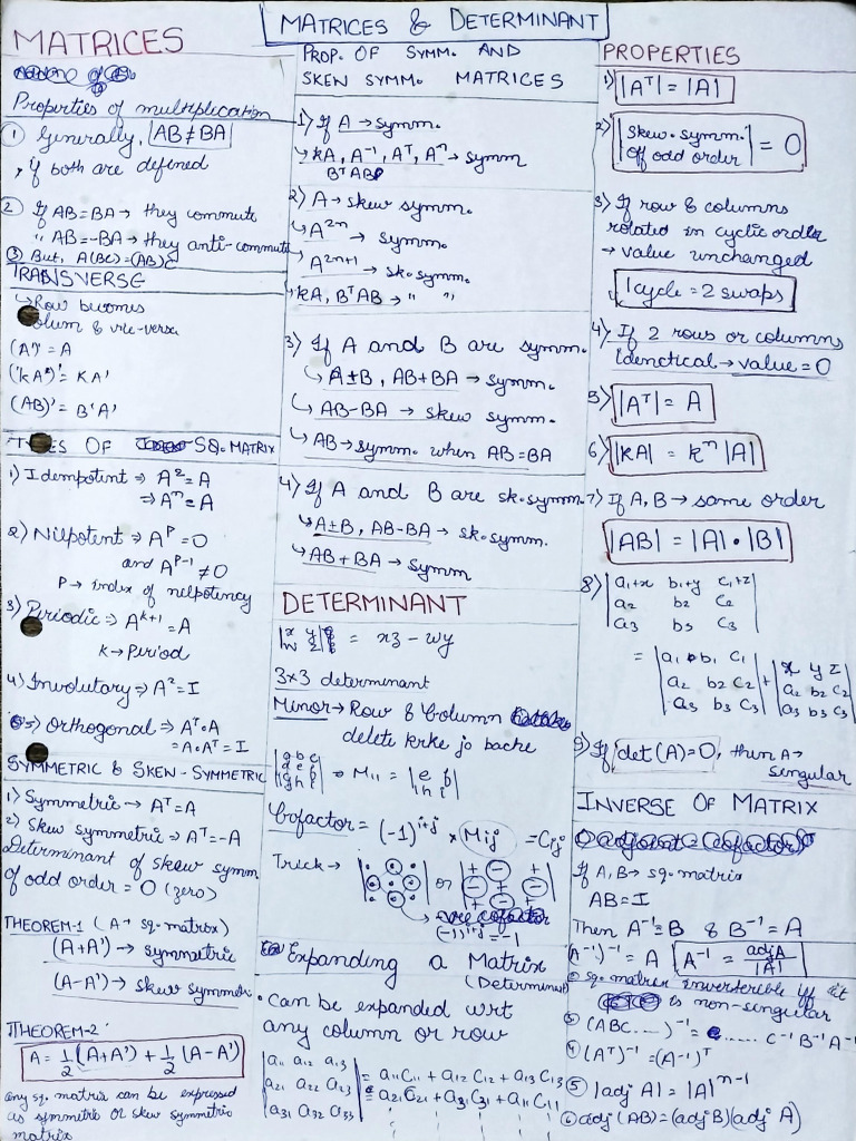Matrices and Determinant | PDF