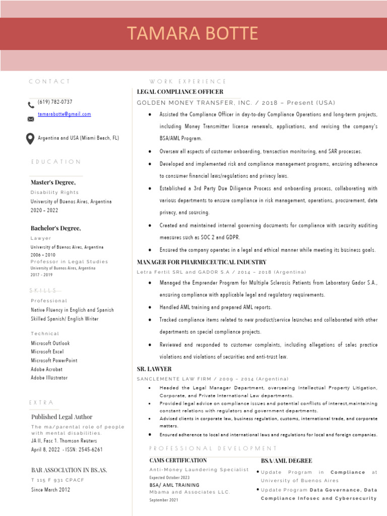 Botte Tamara Resume. | PDF