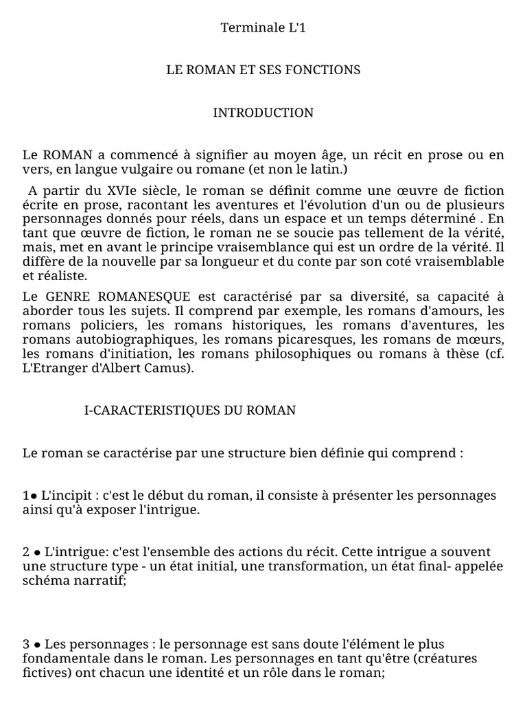 Le Roman Et Ses Fonctions | PDF
