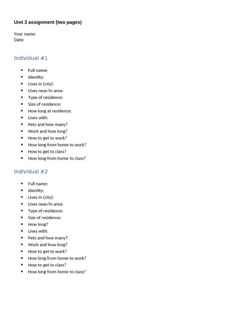 ASL 1 Assignment Unit 3 Worksheet | PDF