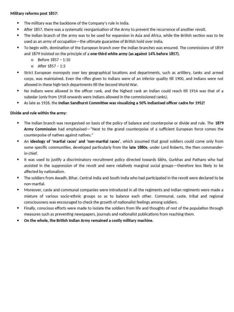 Military Reforms Post 1857 | PDF