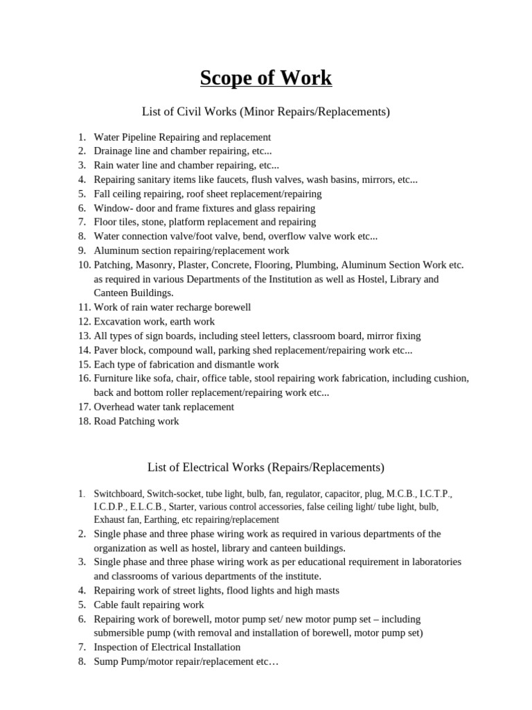 Comprehensive Civil & Electrical Repairs | PDF | Electrical Wiring ...