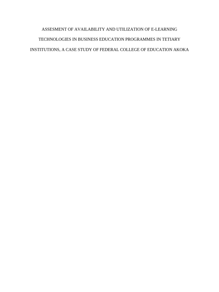 Assesment of Availability and Utilization of E-Learning Technologies in ...