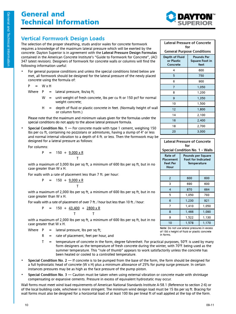 Formwork Technical Data | PDF