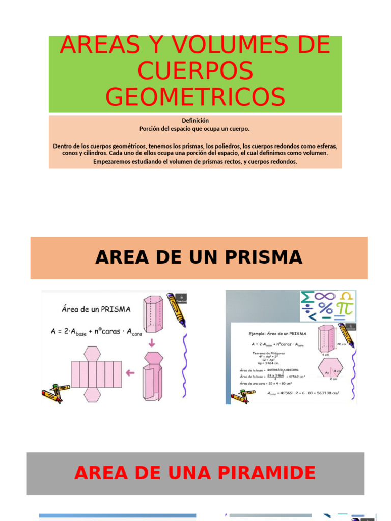 Areas y Volumes de Cuerpos Geometricos para 5° Año | PDF