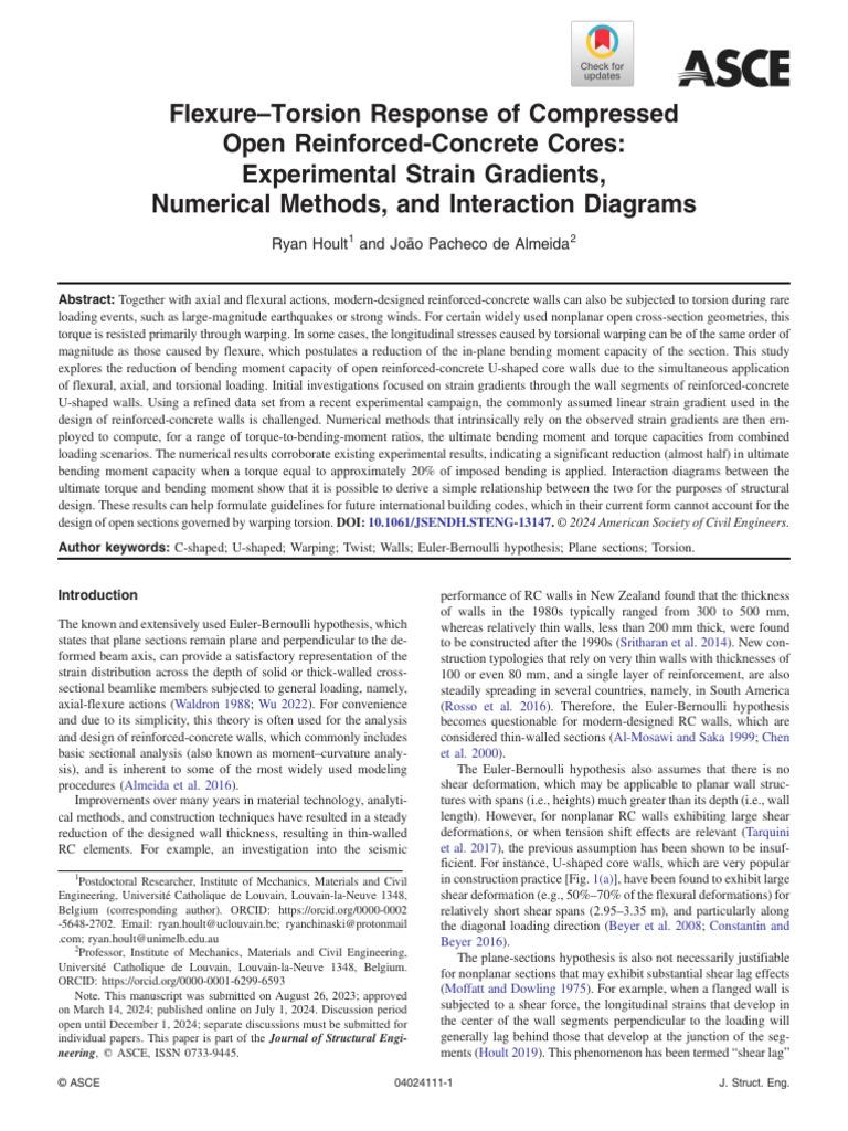 ASCE Flexure-Torsion of RC Cores | PDF