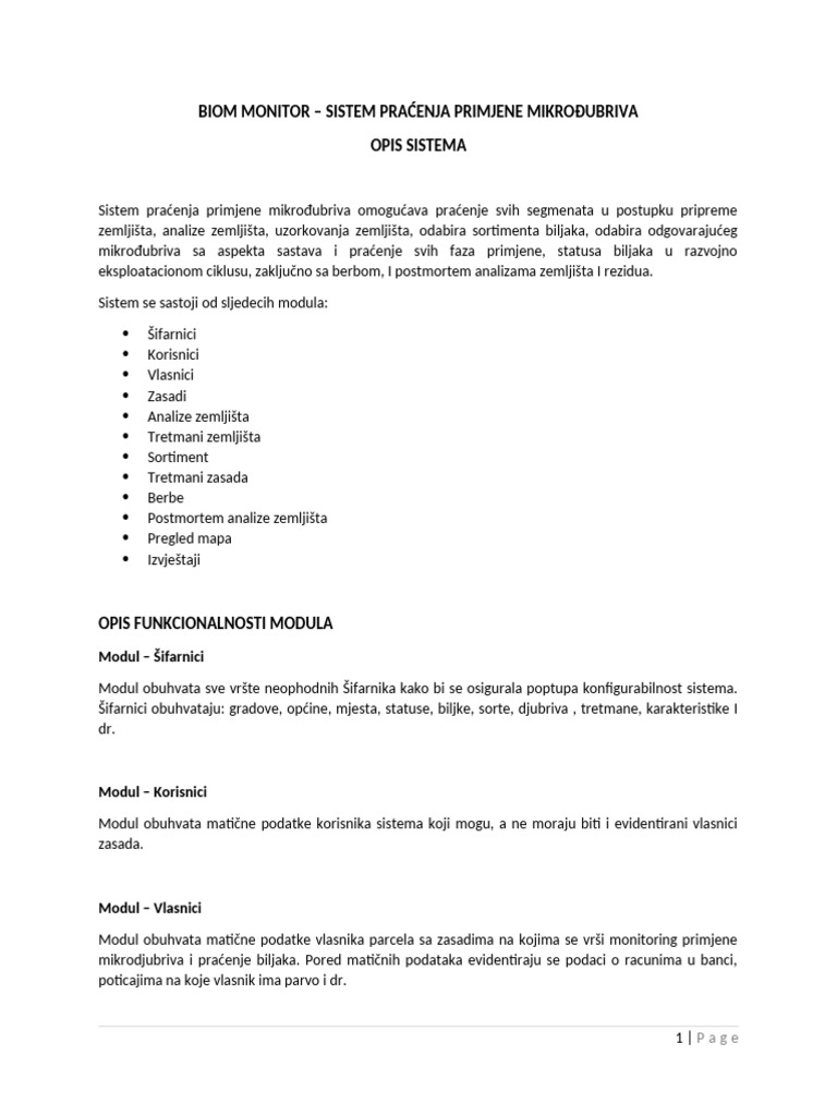 Biom Monitor Opis Sistema | PDF