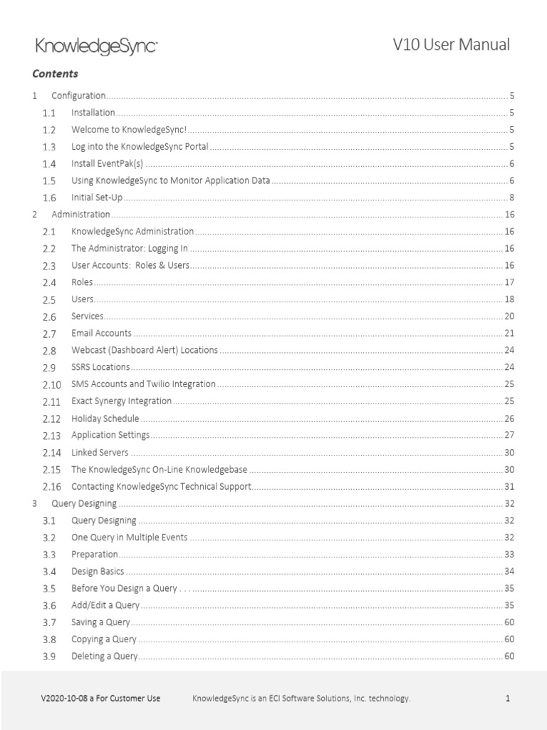 Knowledge Sync V10 User Manual | PDF