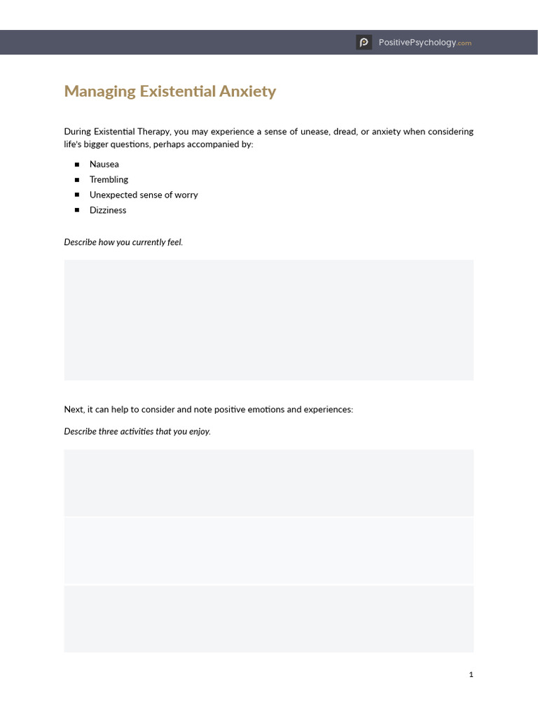 Managing Existential Anxiety | PDF