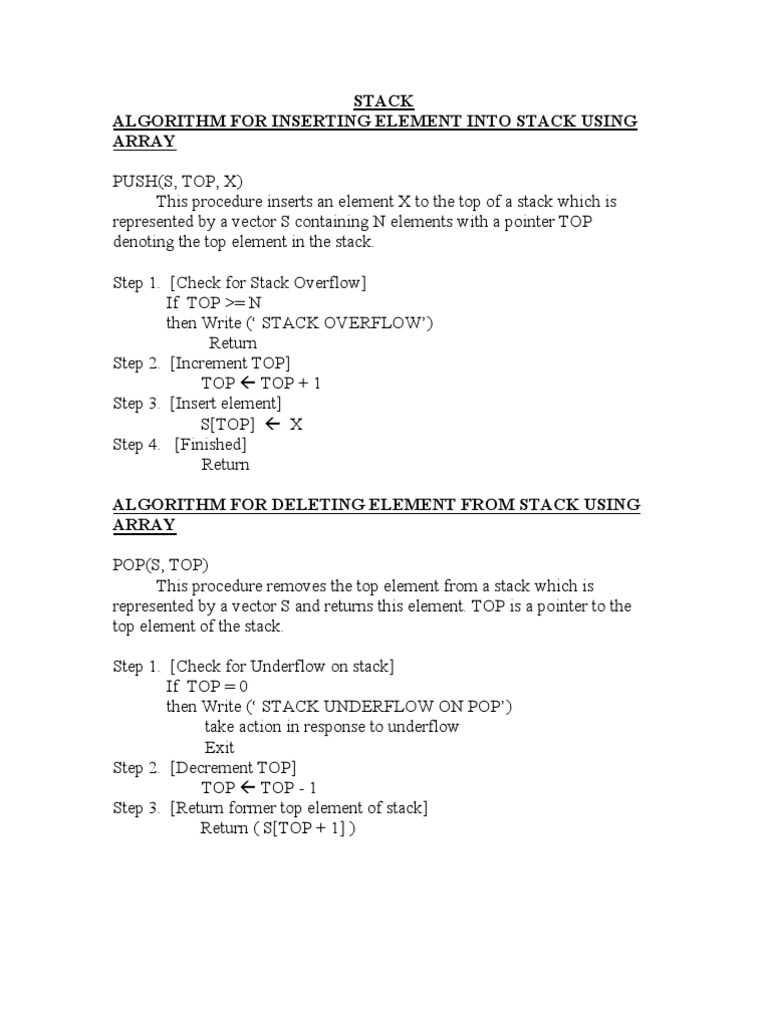 Stack Algo Pdf Pointer Computer Programming Function Mathematics