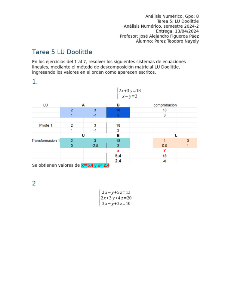 Tarea 5 LU Doolittle | PDF