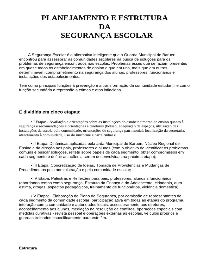 Estrutura Ronta Escolar | PDF