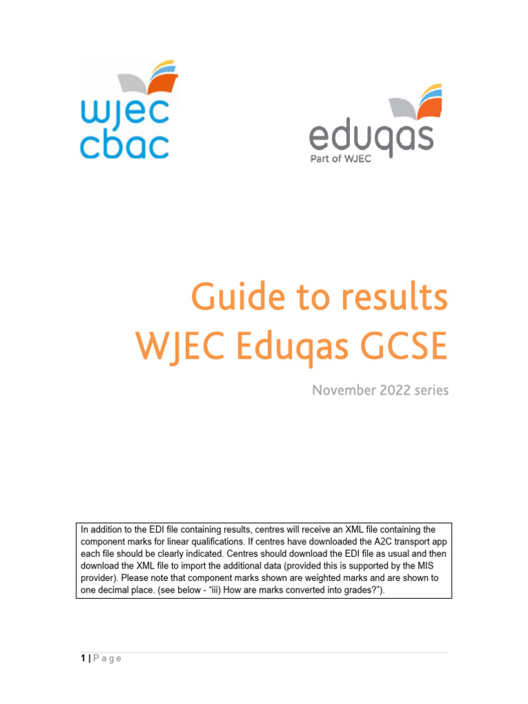 Eduqas Gcse Guide To Results Nov 22 Version 1 | PDF
