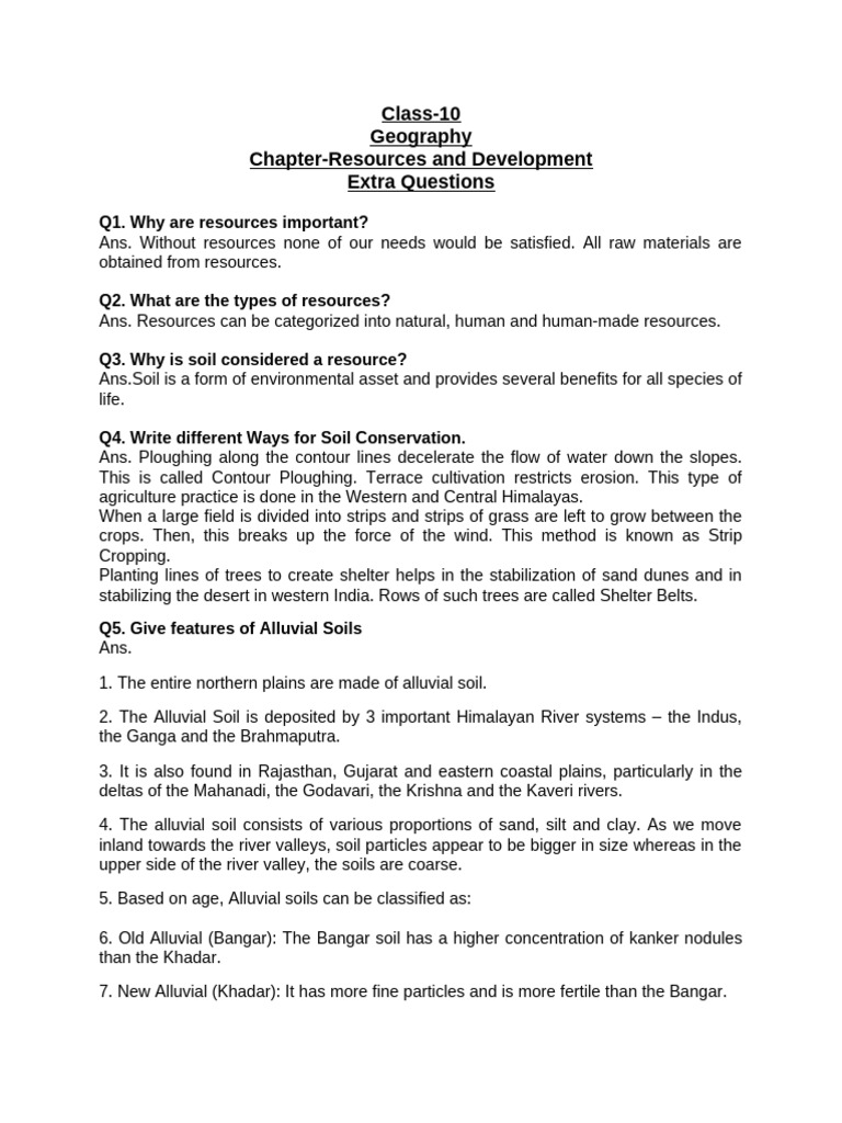 Podar - Geo Chapter 1 Extra Questions | PDF