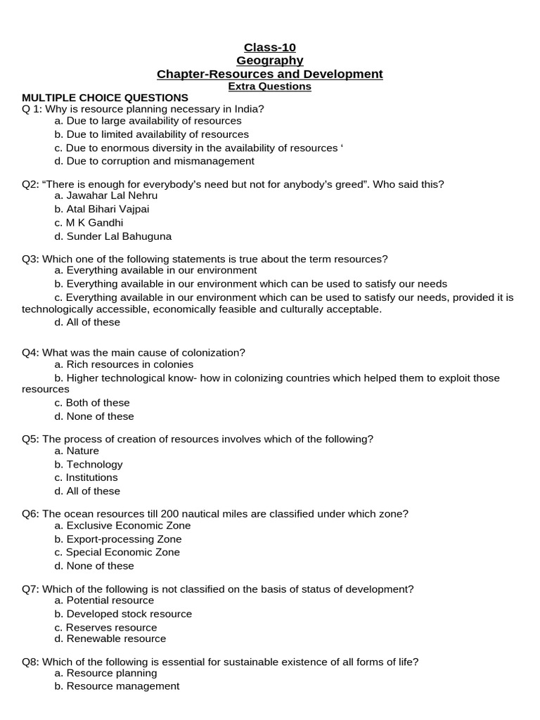 Podar Geo Chapter 1 MCQ | PDF