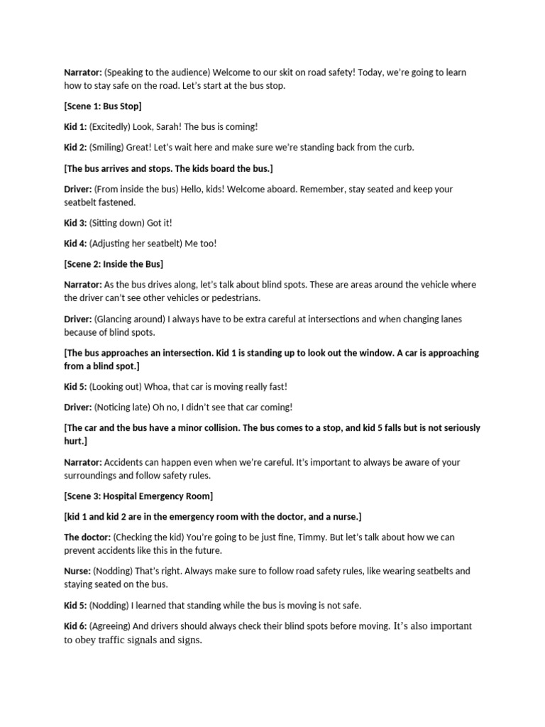 Road Safety Skit | PDF