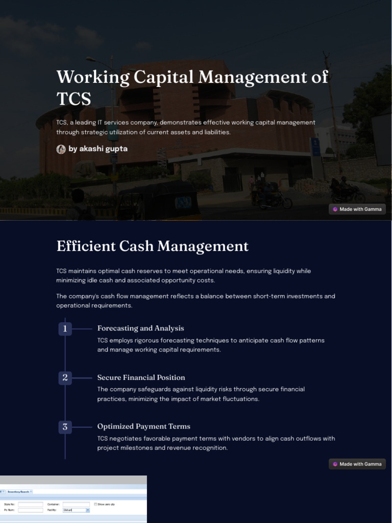 Working Capital Management of TCS | PDF