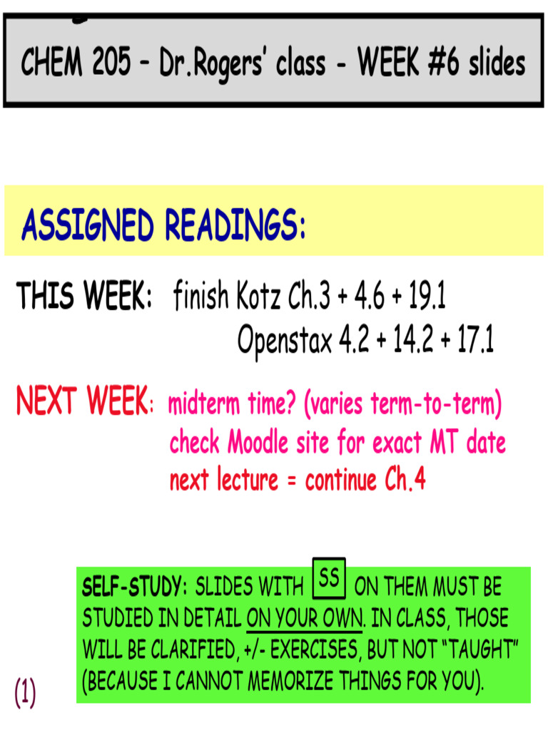 Chem205 Rogers Week6 Kotz-Ch3 Ch4-6 Ch19-1 | PDF