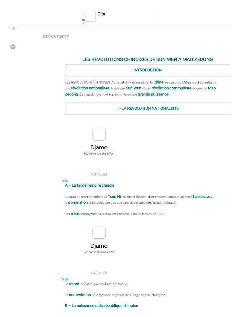 Les Revolutions Chinoises de Sun Wen A Mao Zedong | PDF