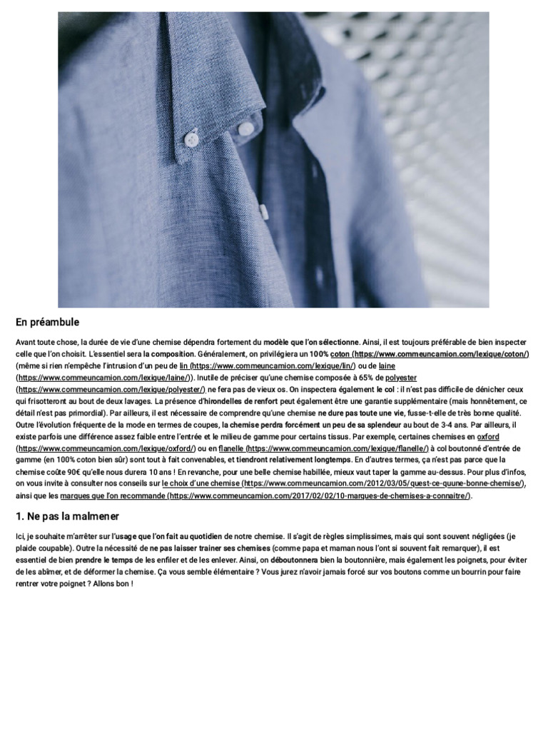 10 Conseils Pour Entretenir Sa Chemise | PDF