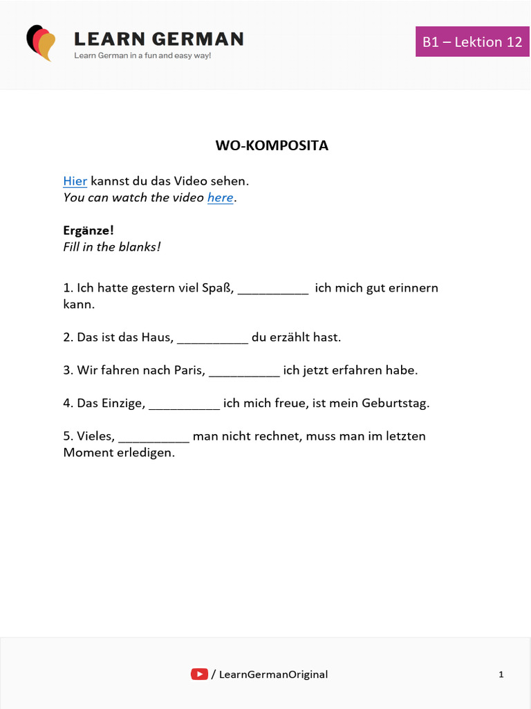 B1 - Worksheet - Wo-Compounds | PDF