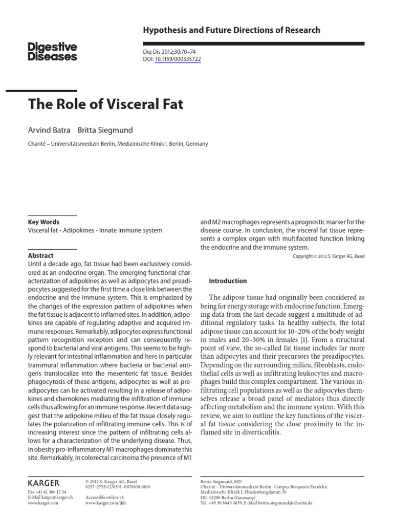 The Role of Visceral Fat | PDF