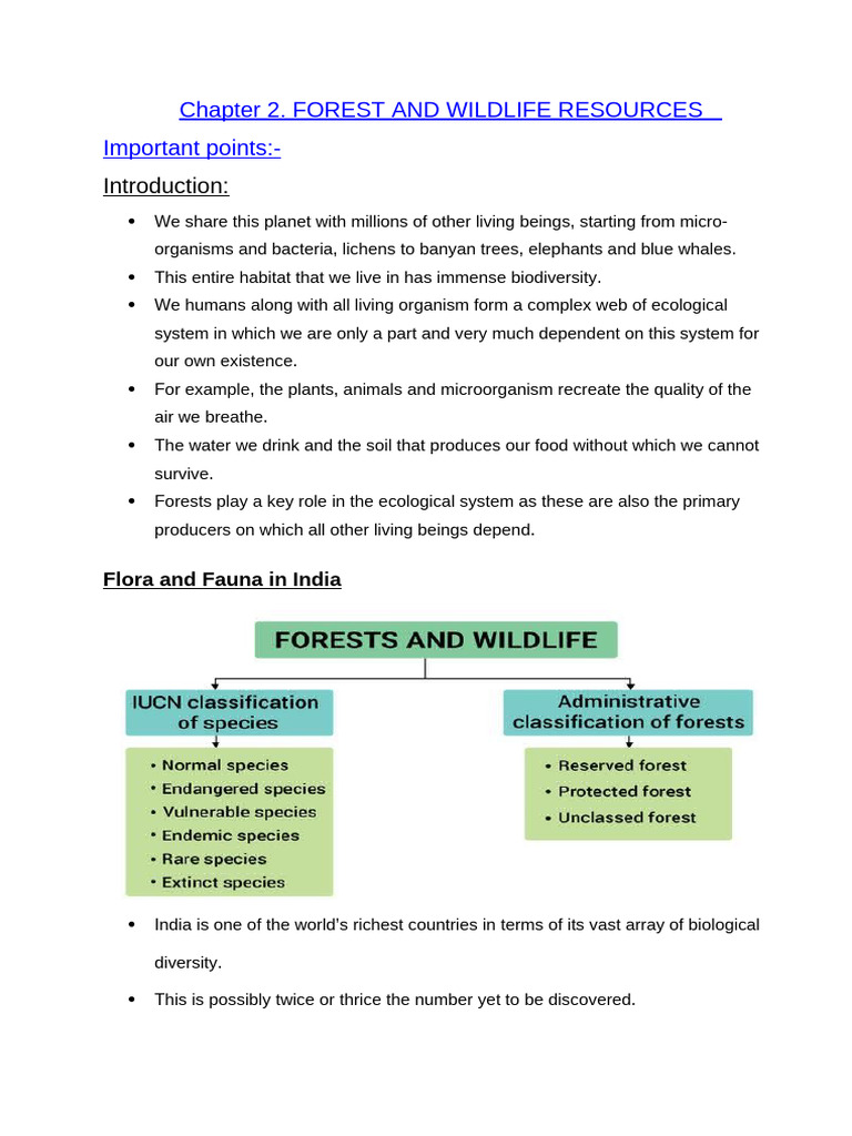 CHP 2 Forest and Wildlife Resources-Notes-Reference | PDF