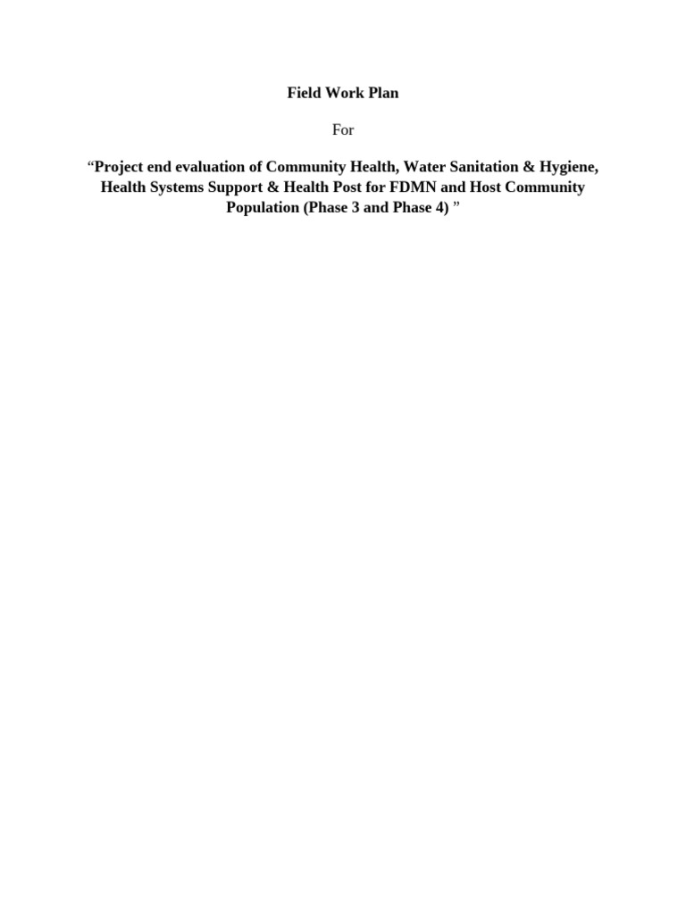 Field Work Plan | PDF