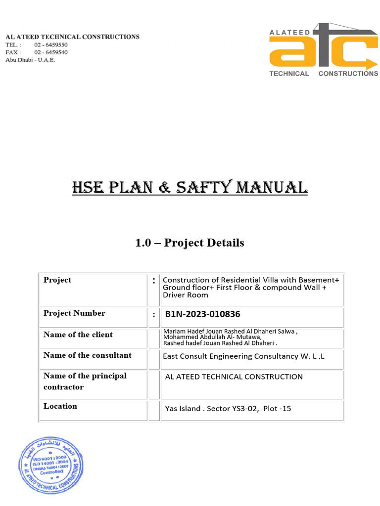 HSE Plan & Safety Manual for Construction | PDF | Scaffolding | Crane ...