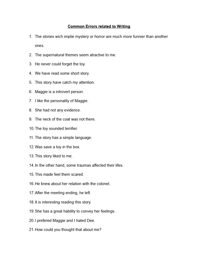Common Errors related to Writing | PDF Common Errors related to Writing | PDF