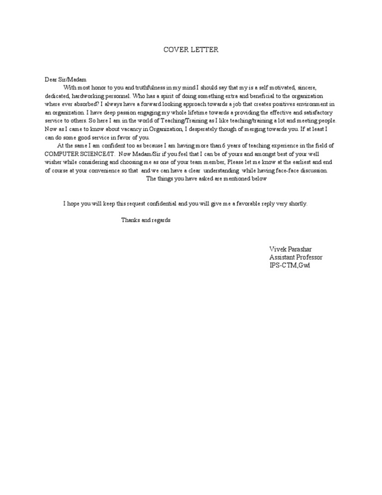 Cover Letter for Teaching Position | PDF