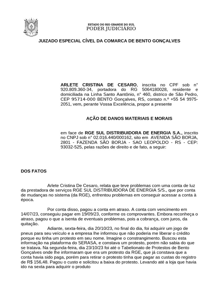 Modelo Petição Inicial - Jec | PDF