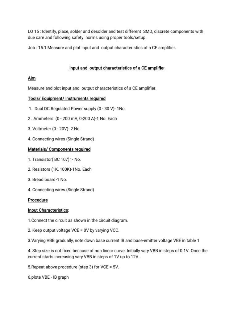 Input And Output Chara Of Ce Amp Pdf
