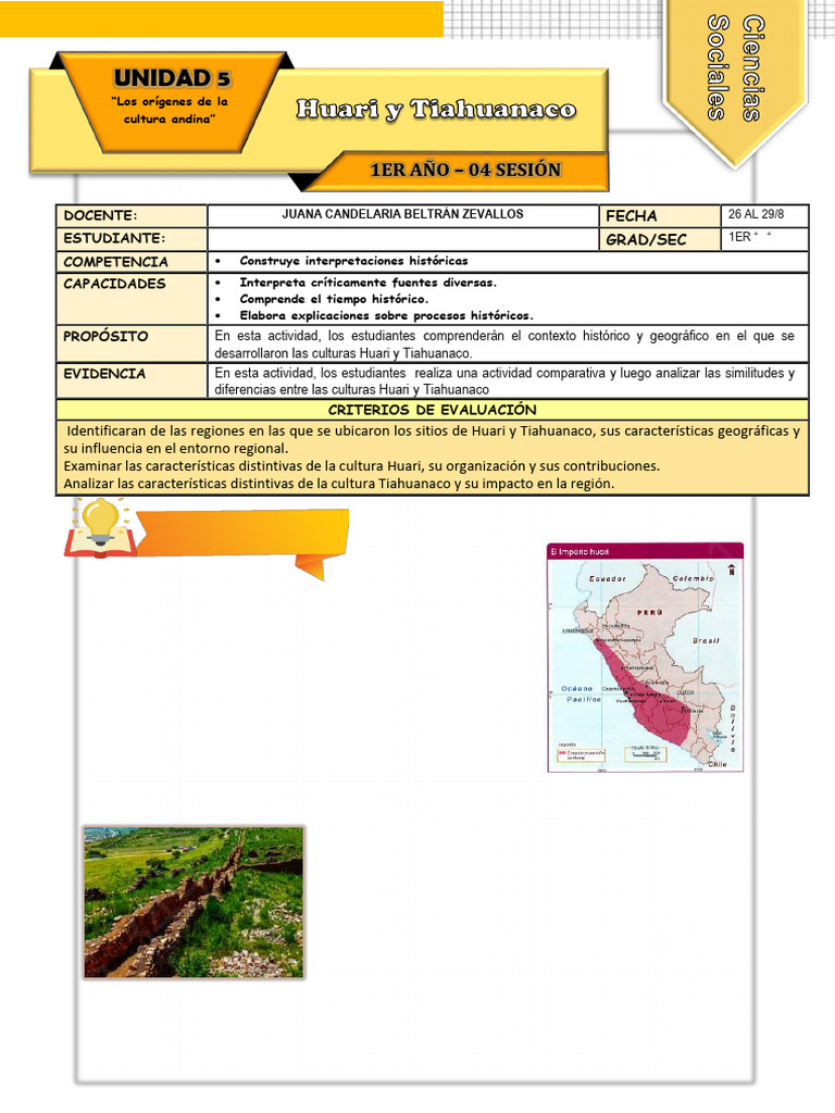 Ficha de Actividad CCSS 1° - Semana 4 - 1ero | PDF