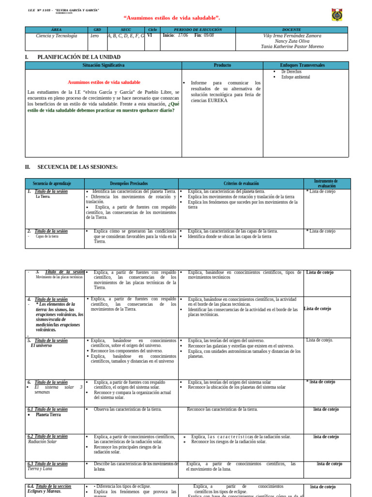4 UNIDAD DE APRENDIZAJE 2024 1ro | PDF