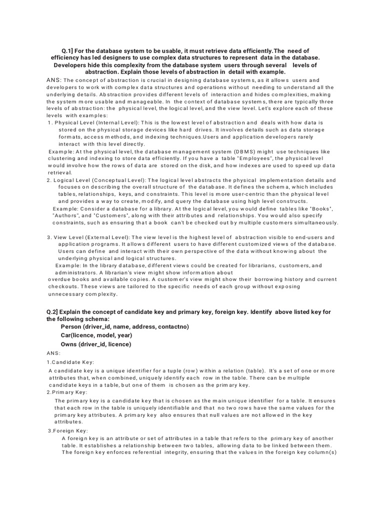 DBMS Insem Question With Ans | PDF