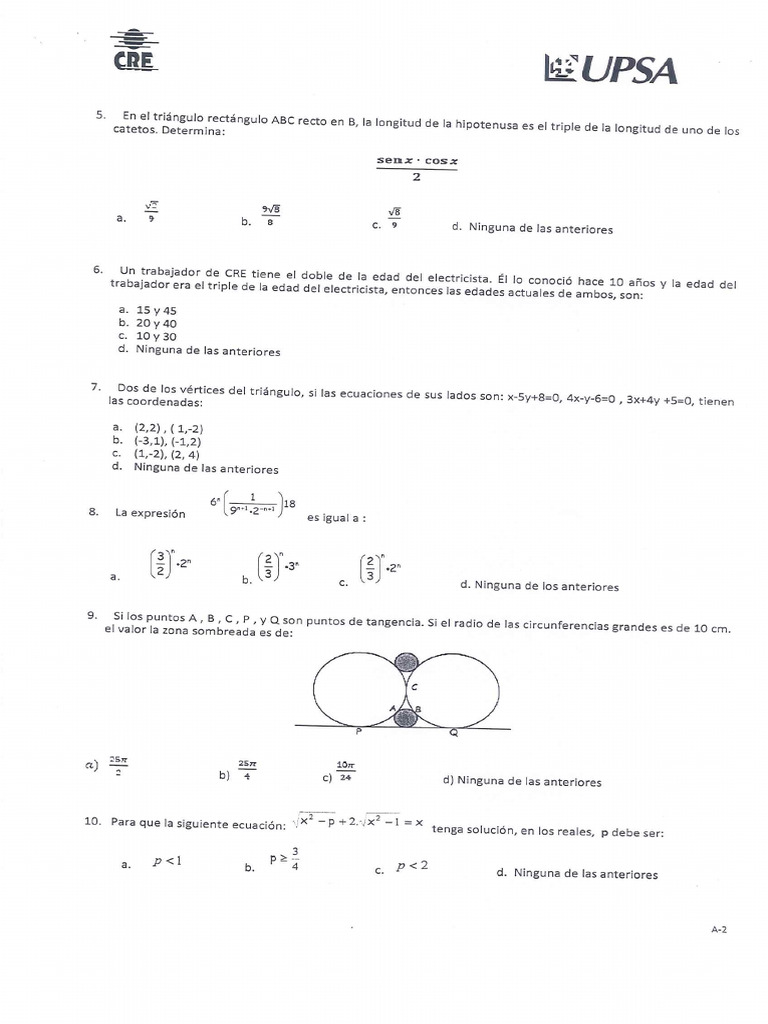 Examen Upsa 2023 | PDF