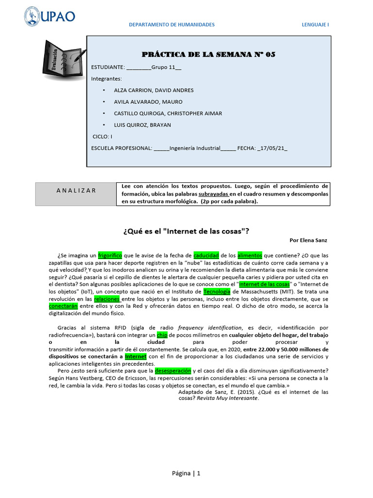 PRÁTICA 05 - Morfología de La Palabra | PDF