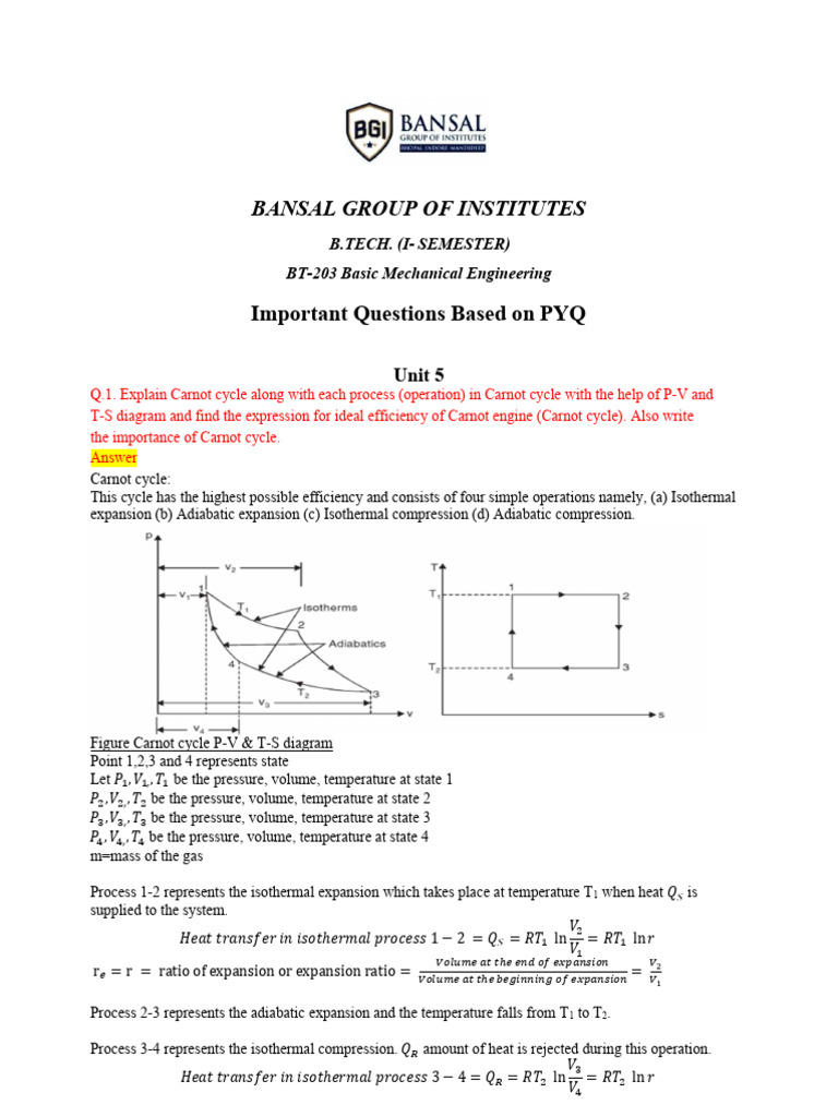 Main Examination BME IMP Unit 5 | PDF