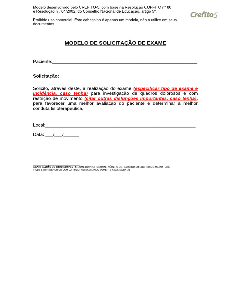 2024 Modelo de Solicitacao de Exames | PDF