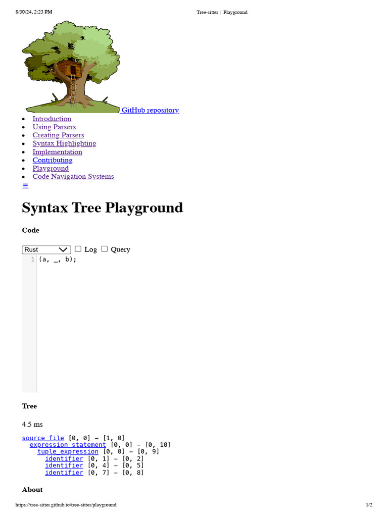 Tree Sitter Playground | PDF