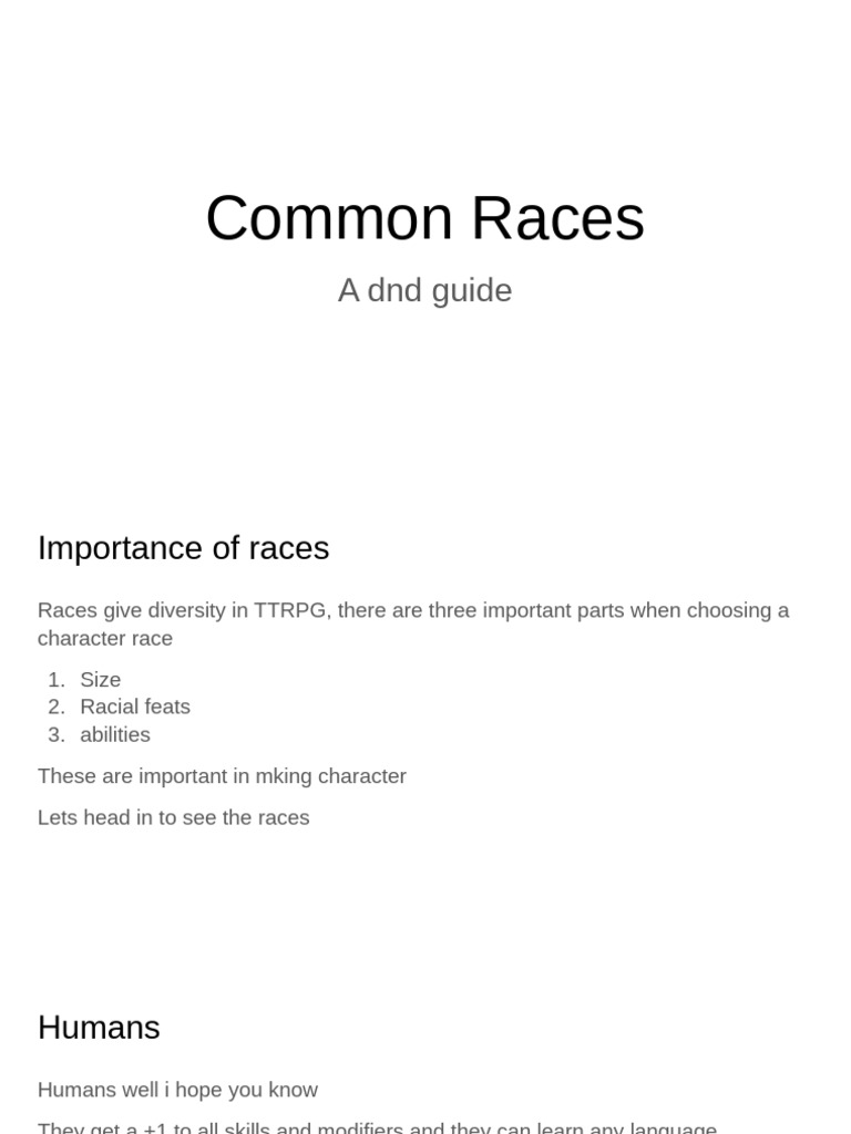Common Races of All TTRPG | PDF | Dwarf (Dungeons & Dragons) | Fantasy