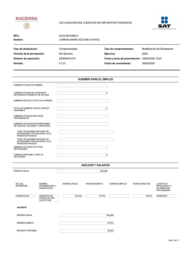 Declaracion Fiscal | PDF
