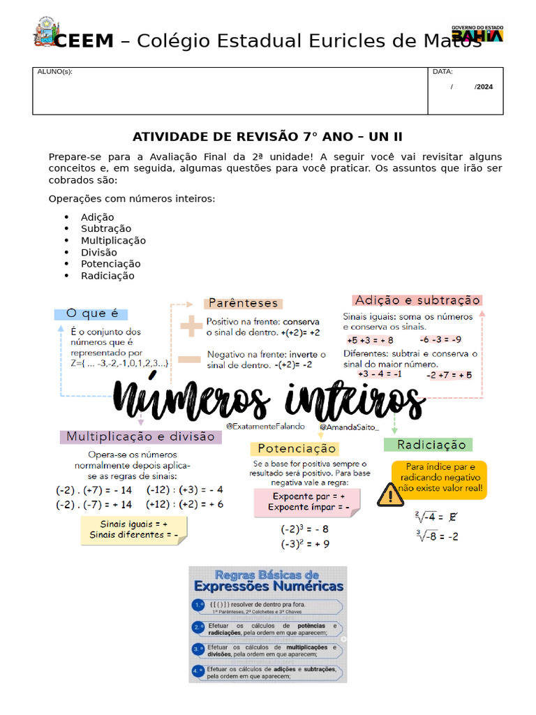 Revisão 7ef Un II | PDF