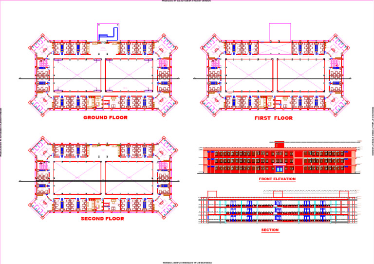 Hostel Floor Plan for 100 Students | PDF | Buildings And Structures ...