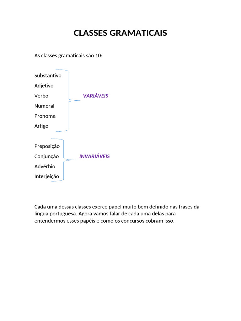 Classes Gramaticais | PDF