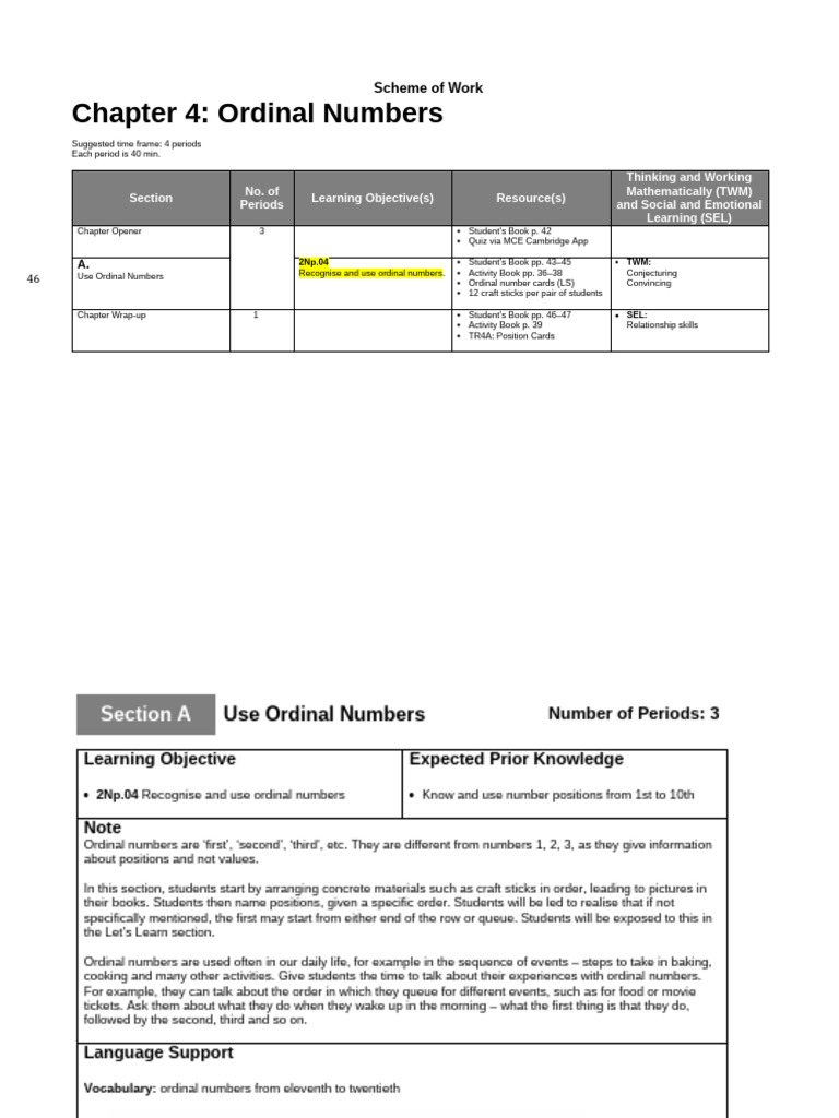 MCE Cambridge Primary Maths 2E Stage2 SOW and LP C04 | PDF