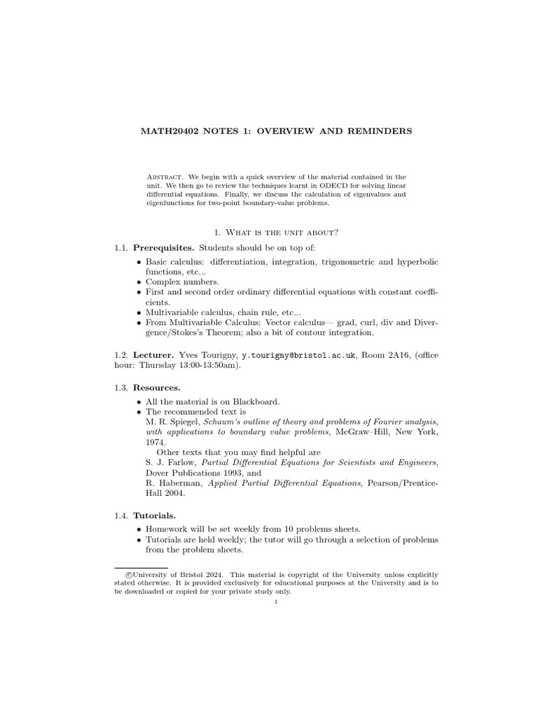 Applied PDEs Complete-1 | PDF